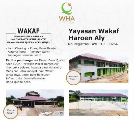 Donasi Wakaf Pembangunan Asrama dan Infrastruktur Santri Dayah Darul QUran Aceh - Yayasan Wakaf ...